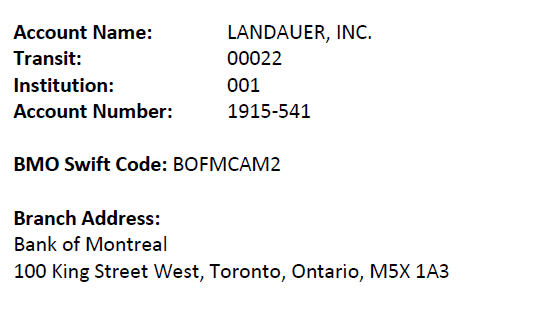 Landauer Canadian ACH Information. – LANDAUER HELP