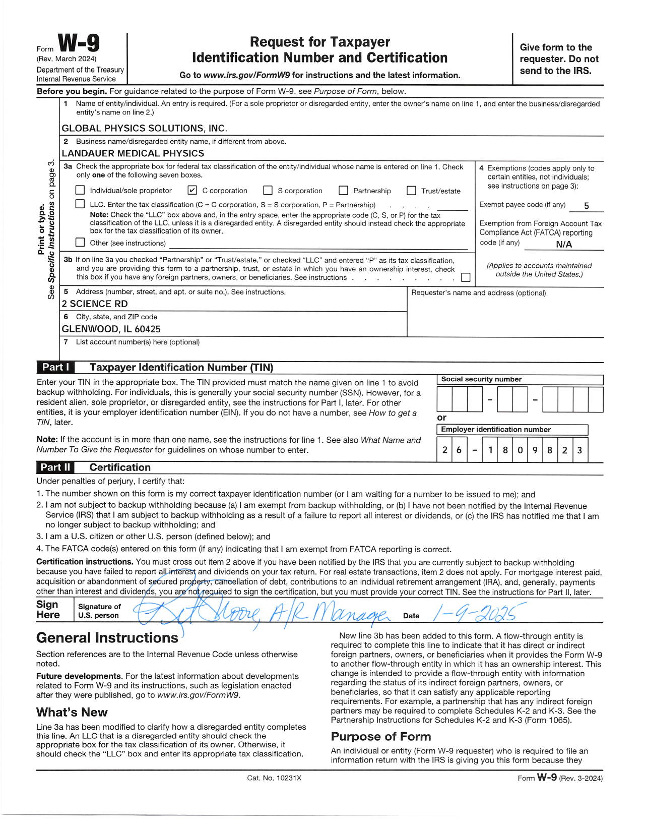 2025 Landauer Medical Physics W-9 – LANDAUER HELP
